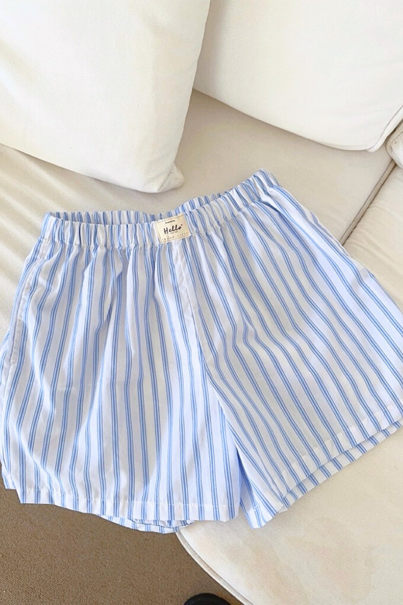Elastic Waist Striped Relaxed Pull-On Boxer Shorts – Studio Opal Boutique