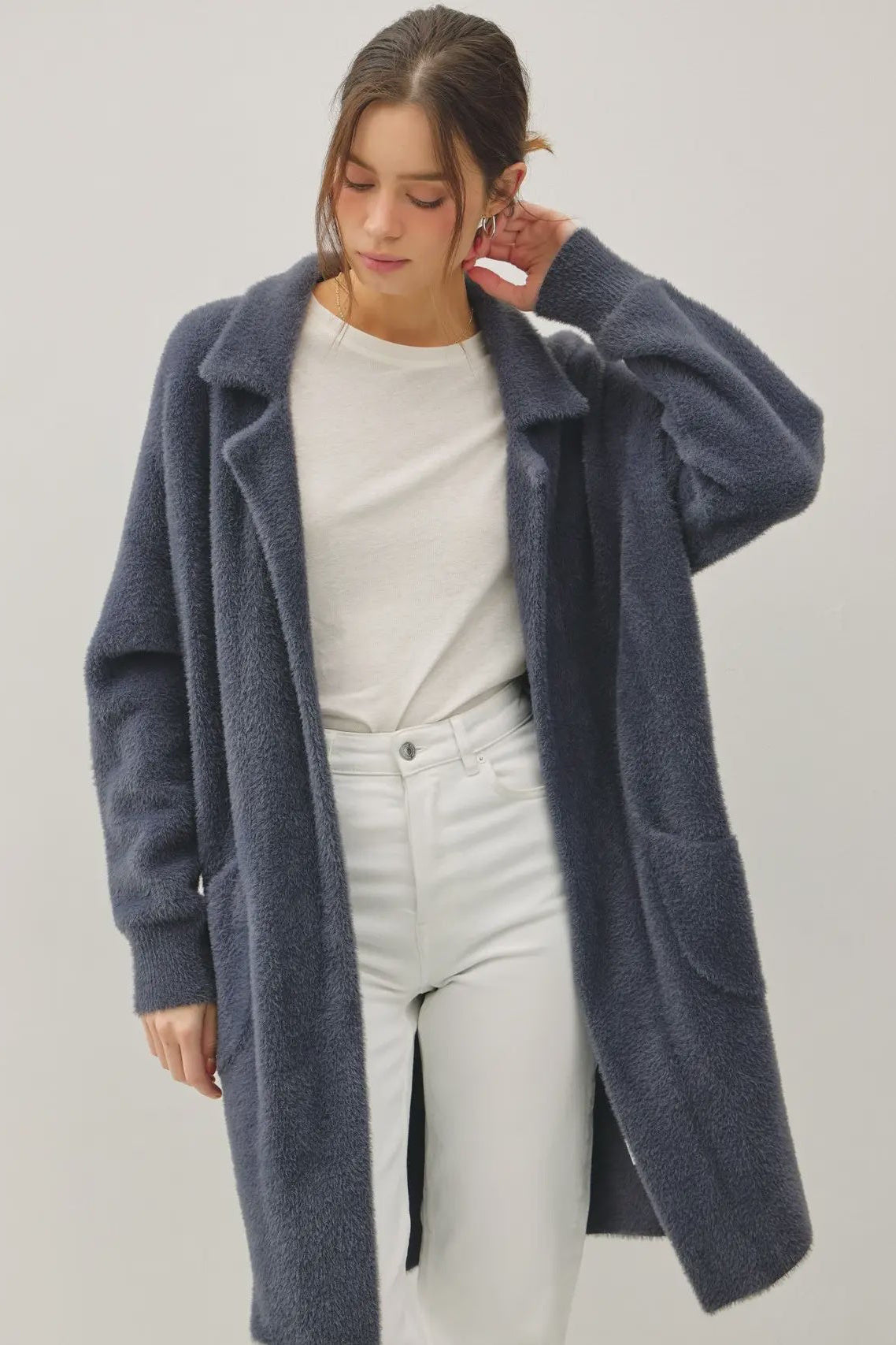 Be Cool Long Fuzzy Collar Coatigan – Studio Opal Boutique