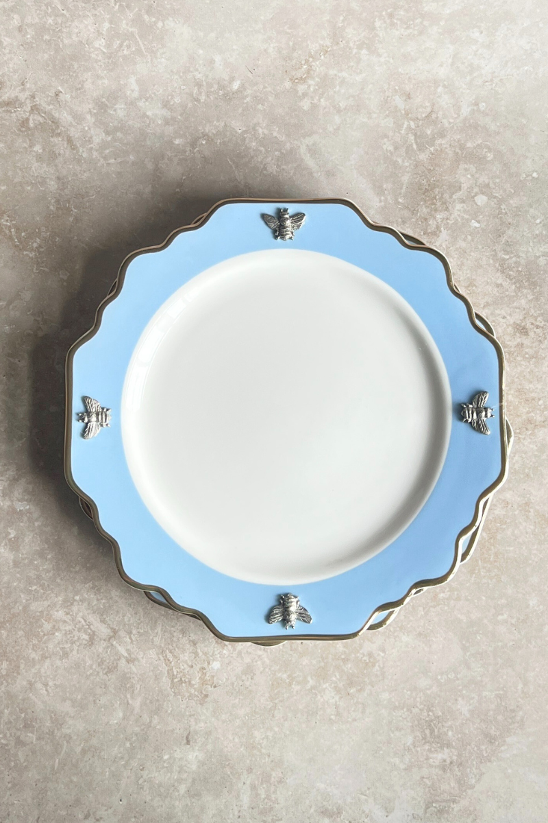 Studio Opal Bee Bone China Dessert / Salad Plate Blue with Gold Rim ...